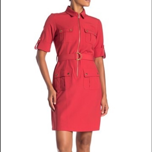 Sharagano | Dresses | Sharagano Utility Dress With Cargo Pockets | Poshmark